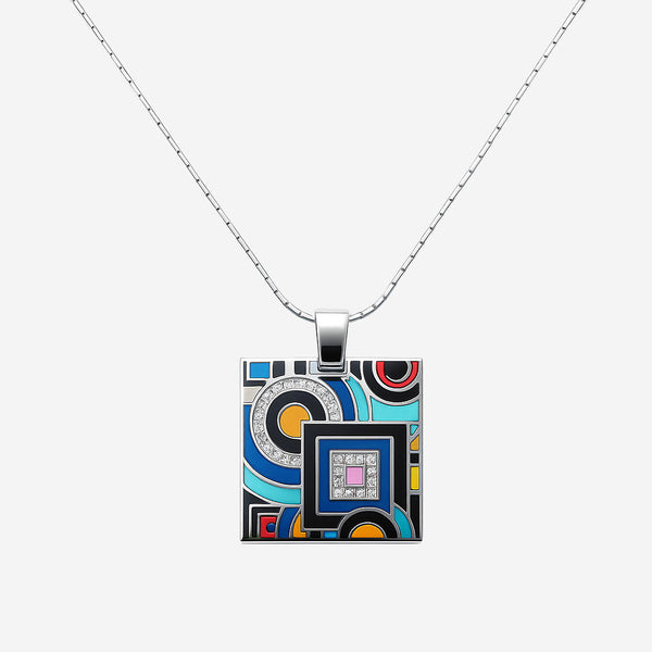 Enamel Square Pendant – Atef Wassef Silver